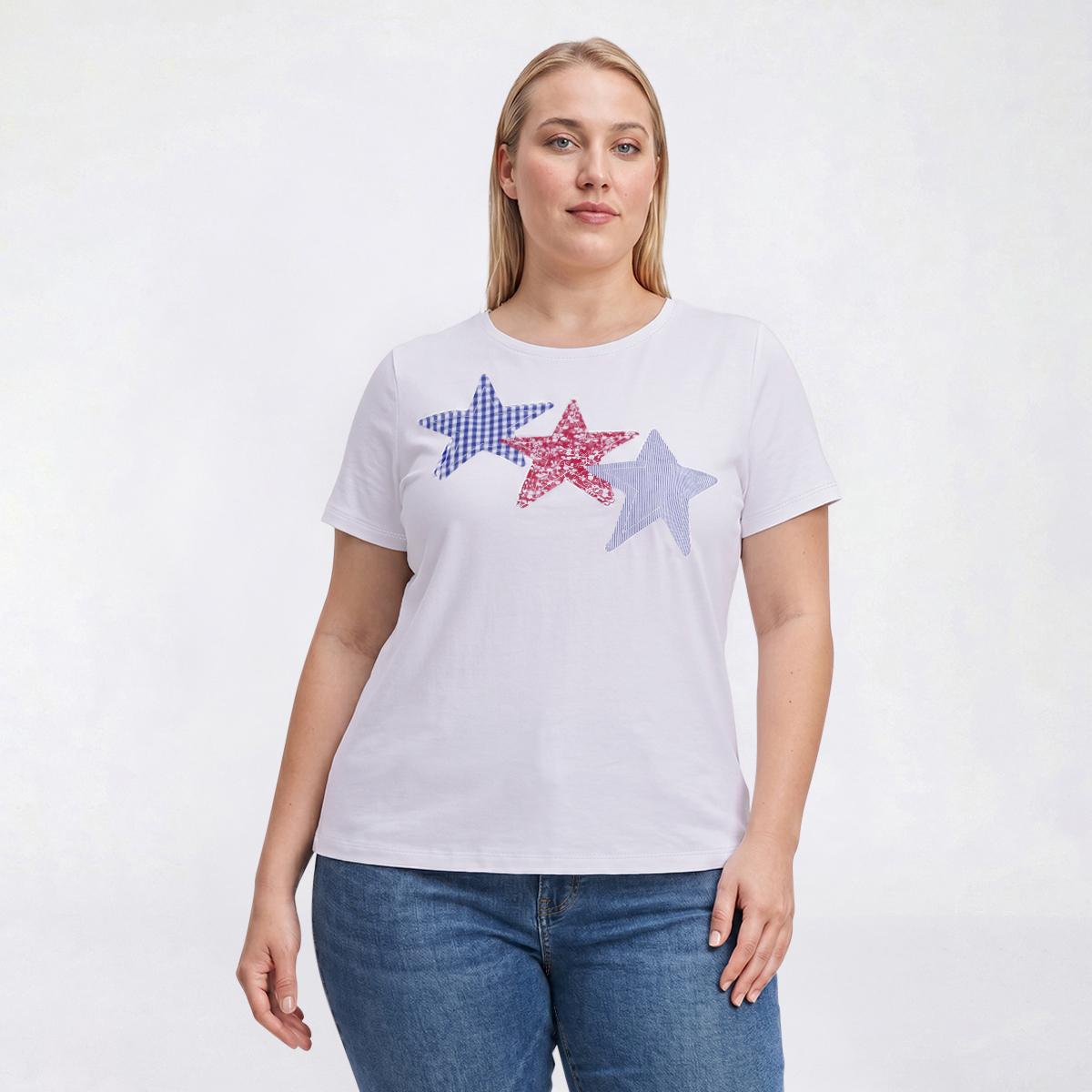 Click here for Plus Size Hasting & Smith Short Sleeve Applique St... prices